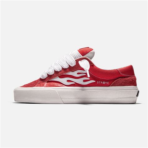 Straye Logan Puff Red Hairy Suede Canvas Low Top Skate Shoes