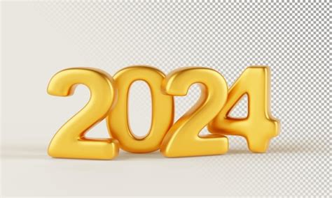 2024 황금 새해 축하 숫자 3d 렌더링 배너 디자인 고급스러운 반이는 황금 금속 글 타이포그래피 달력 축하 카드 및 베이지