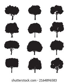 Set Black Trees Vector Eps Outline Stock Vector Royalty Free 2164896583 Shutterstock