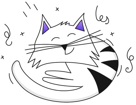 Premium Vector Illustration Of A Cute Cat Lying Down And Smiling