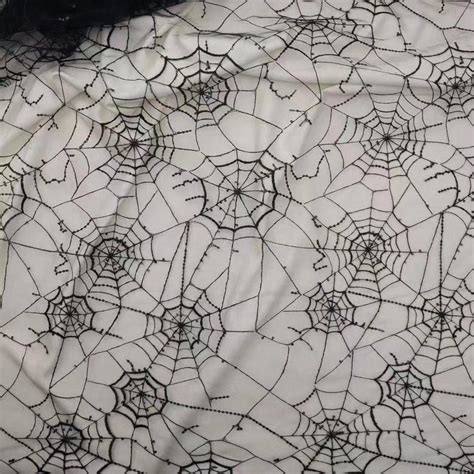 Halloween Spider Wed Tulle Fabric Embroidered Stunning Sequins Venice