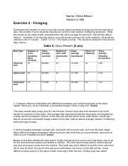 Foraging Lab Worksheet Docx Name Olivia Ellison Section 055 Exercise 2 Foraging Summarize