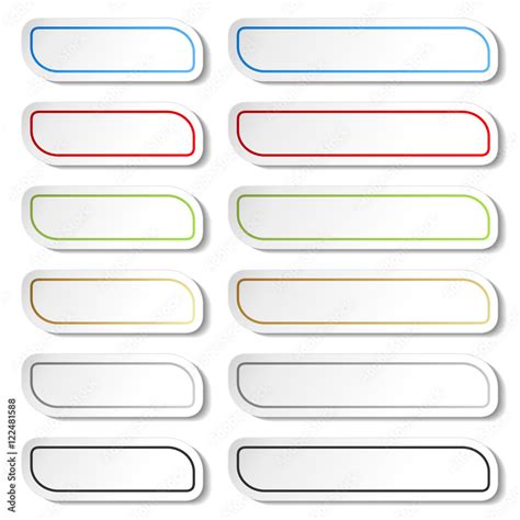 Vector Buttons Black Green Blue Golden Grey And Red Lines On White Simple Stickers