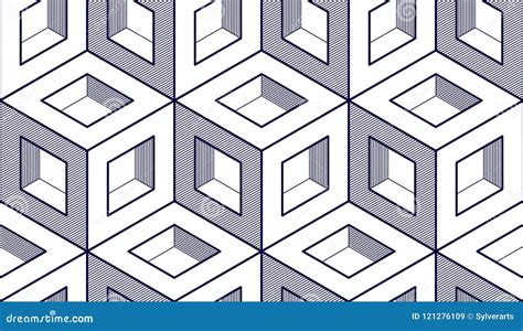 Geometric Cubes Abstract Seamless Pattern 3d Vector Background Stock Vector Illustration Of