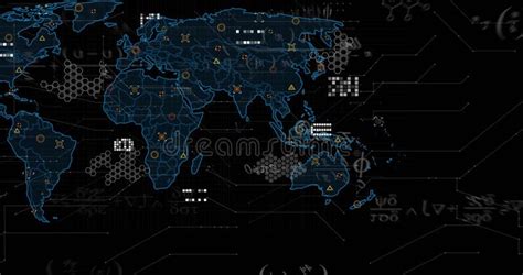 Animation Of Data Processing Over World Map On Black Background Stock Footage Video Of