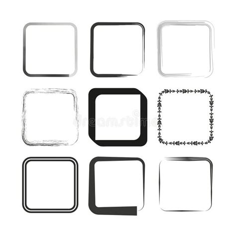 Hand Drawn Rectangular Frames Square Frames Set Vector Illustration