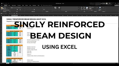 Designing Singly Reinforced Beams In Excel Nscp 2015 💻🧱 Free