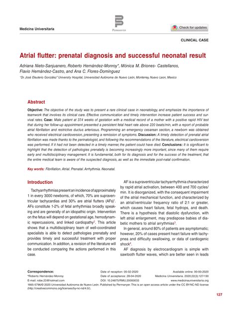 Pdf Atrial Flutter Prenatal Diagnosis And Successful Neonatal Result
