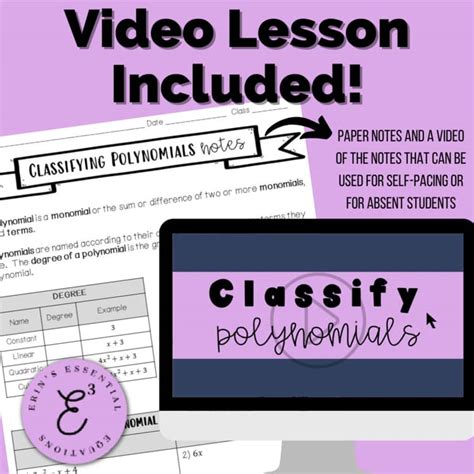 Classifying Polynomials Lesson By Erins Essential Equations Tpt
