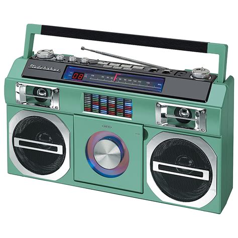Studebaker Bluetooth Boombox With FM Radio CD Player 10 Watts RMS Teal Sansujyuku