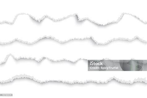 종이 흰색 세트를 030819torn 수평 리핑 에지 스트립 찢어진 종이 벡터 현실적인 그림 가장자리에 대한 스톡 벡터 아트 및 기타 이미지 Istock
