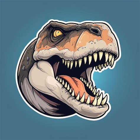 Premium Photo An Illustration Of A T Rex Head On A Blue Background