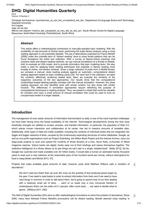 Pdf Manual Annotation Of Unsupervised Models Close And Distant Reading Of Politics On Reddit