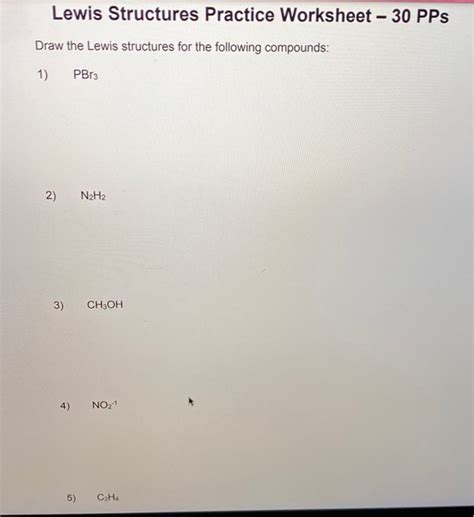 Solved Lewis Structures Practice Worksheet 30 Pps Draw The