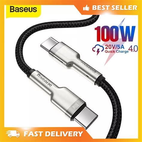 Baseus Original Pd 100w Qc 4 0 Cafule Series Metal Type C To Type C Fast Charging Cable Shopee