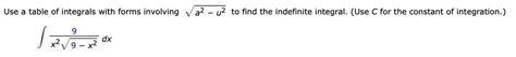 Use A Table Of Integrals With Forms Involving √a2 U2 To Find The Indefinite Integral Use