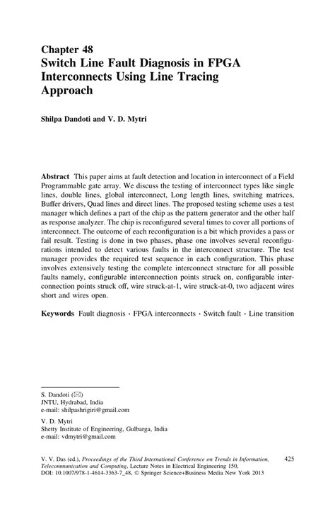 Pdf Switch Line Fault Diagnosis In Fpga Interconnects Using Line