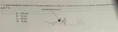 solved 7 a simple pendulum consists of a 2 0 kg point y is