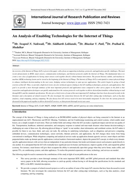 Pdf An Analysis Of Enabling Technologies For The Internet Of Things