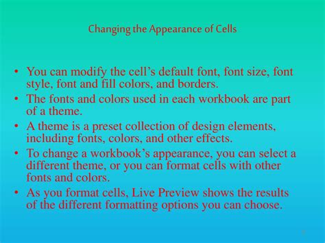 Ppt Excel Lesson Changing The Appearance Of A Worksheet Powerpoint Presentation Id
