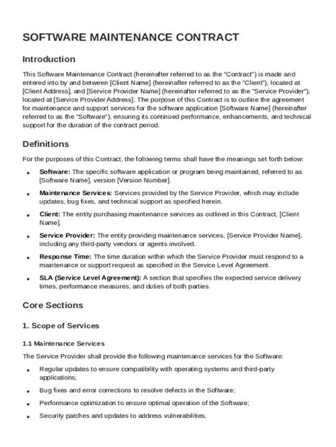 Software Maintenance Contract Template Fill Out And Sign Online Dochub