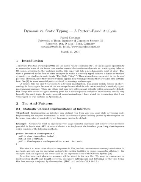 Dynamic Vs Static Typing A Pattern Based