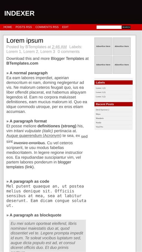Indexer Blogger Template Btemplates