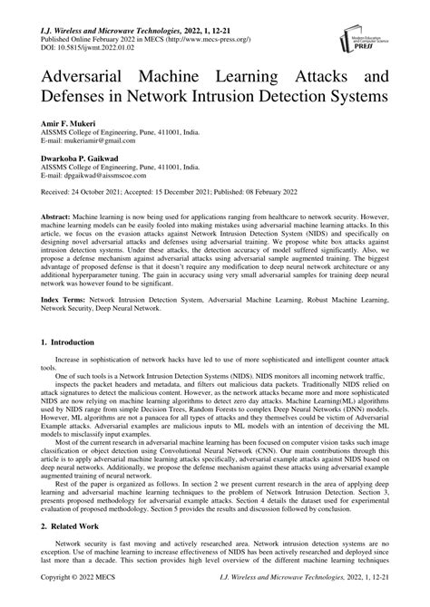 Pdf Adversarial Machine Learning Attacks And Defenses In Network Intrusion Detection Systems