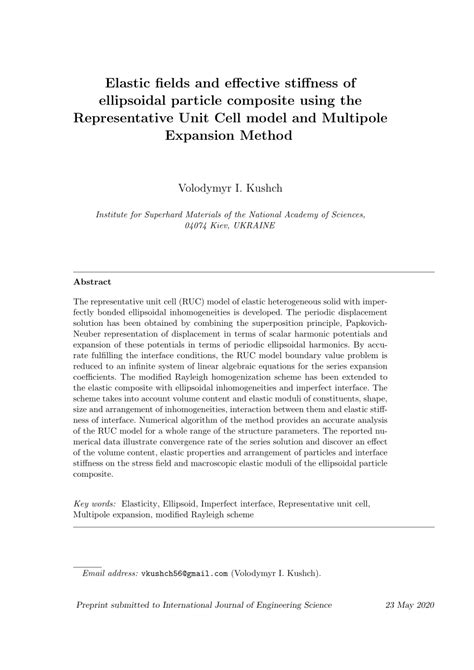 Pdf Elastic Fields And Effective Stiffness Of Ellipsoidal Particle