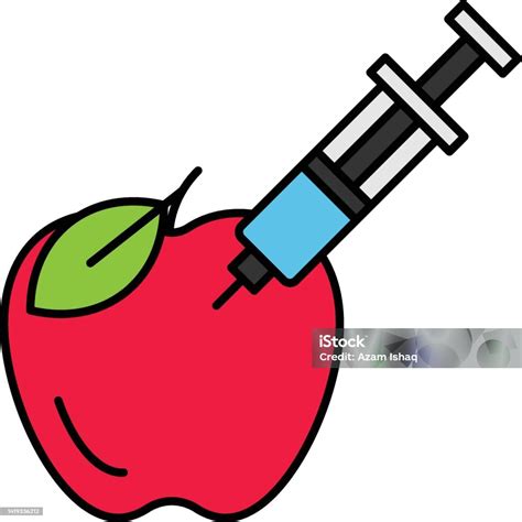 유전자 변형 유기체 개념 생체 공학 과일 벡터 컬러 아이콘 디자인 생화학 기호 생명 공학 및 생화학 기호 과학 및 엔지니어링 스톡 일러스트 레이 션 0명에 대한 스톡 벡터