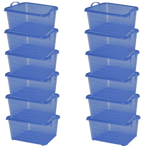 Life Story 55 Qt Blue Stackable Closet And Storage Box Containers 12 Pack 12 X Cs 50tb The