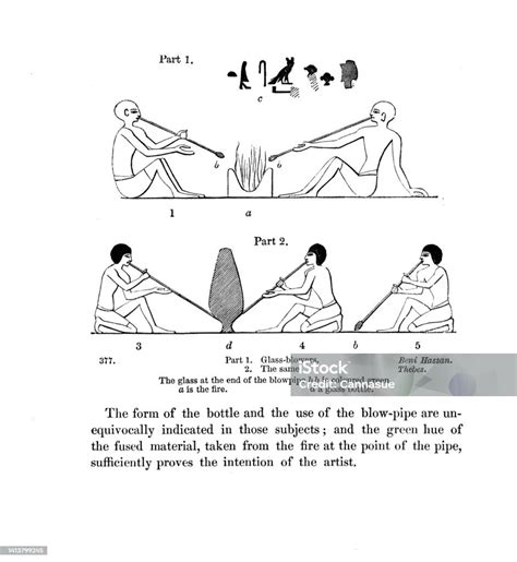 빅토리아 조각 고대 이집트 상형 문자의 유리 불기 고대 이집트인 1854 유리 부는 직공에 대한 스톡 벡터 아트 및 기타 이미지 유리 부는 직공 이집트 19세기
