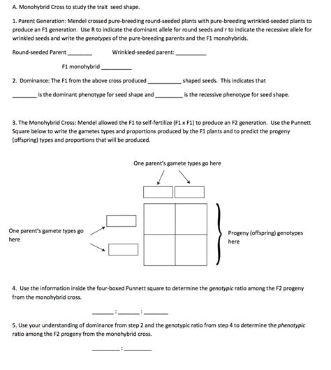 Solved A Monohybrid Cross To Study The Trait Seed Shape Chegg Com