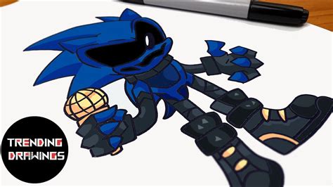 How To Draw FNF MOD Character Minus Sonic EXE Easy Step By Step