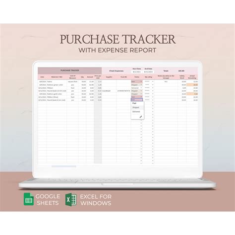 Purchase Order Tracker Purchases Tracker Purchase Order Tracking Template PO Tracker