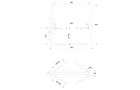 2 Koloms Hydraulische Hefbrug 4 T 230v Met Elektrische Ontgrendeling Mw Tools Mw Tools Hb240m