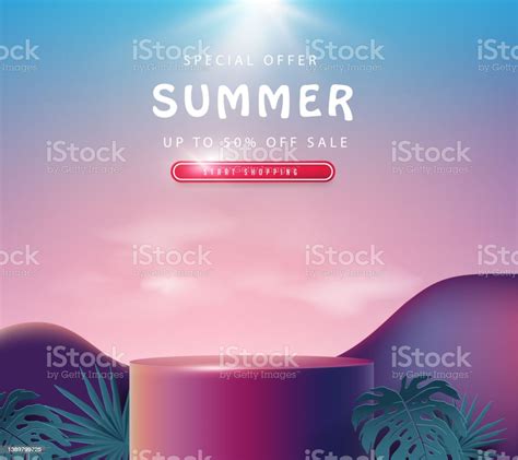 제품 디스플레이 원통형 모양의 다채로운 여름 세일 배너 0명에 대한 스톡 벡터 아트 및 기타 이미지 0명 3차원 형태 개념 Istock