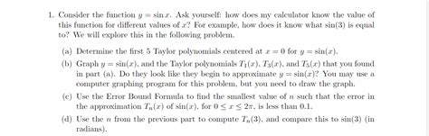Solved Consider The Function Y Sin X Ask Yourself How Chegg