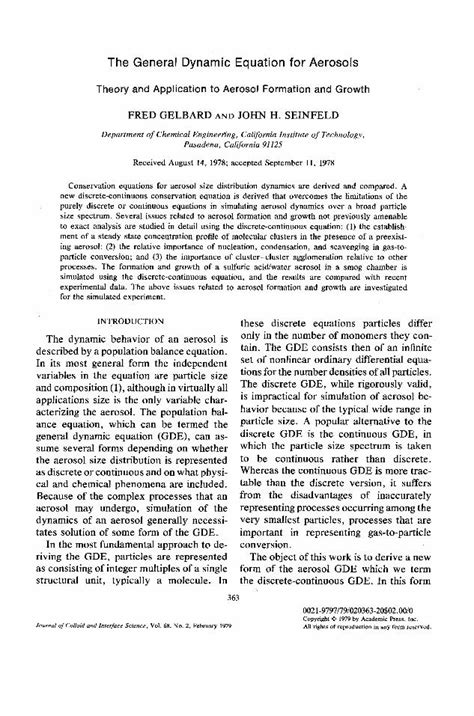 Pdf 79 The General Dynamic Equation For Aerosols Theory And