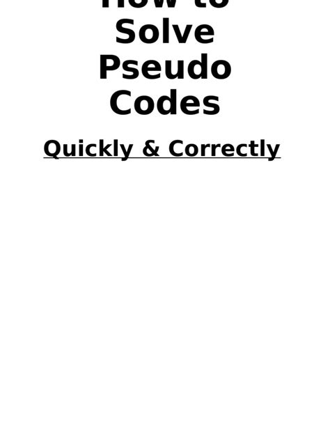 How To Solve Pseudo Codes Pdf Technology And Engineering