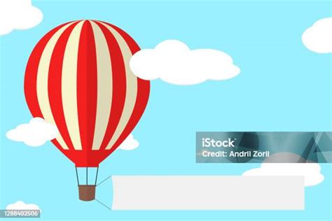 하늘에 리본이 있는 열기구와 구름이 있는 열기구 벡터 일러스트레이션 공휴일에 대한 스톡 벡터 아트 및 기타 이미지 공휴일
