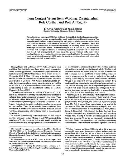 Pdf Item Content Versus Item Wording Disentangling Role Conflict And Role Ambiguity