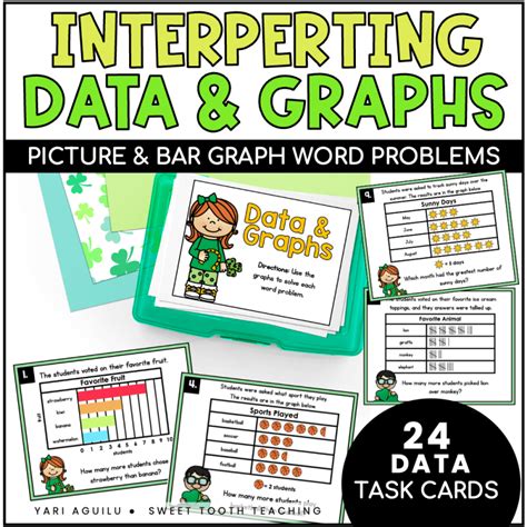 Interpreting Graphs Data Analysis Task Cards Bar Graphs Pictographs Shop Sweet Tooth
