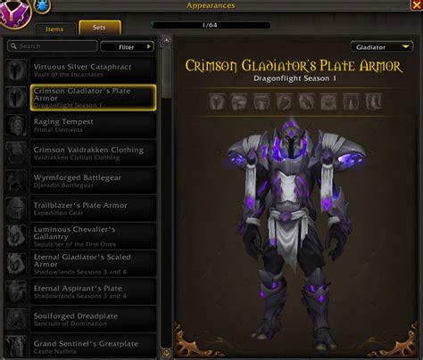 A Preview Of All Gladiator And Elite Pvp Sets In Dragonflight Pvp