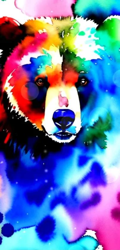 Vibrant Watercolor Bear Art Free Download