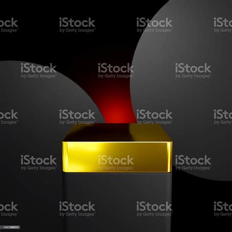 3d 렌더링 연단 받침대 검정색과 금색 복사 공간 배경 3d 렌더링 사각형 모양 디자인 메달 수상대에 대한 스톡 사진 및 기타 이미지 Istock