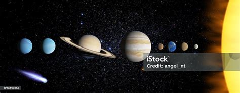 태양계 행성 공간 태양 수은 금성 지구 화성 목성 토성 천왕성 해왕성 행성 우주 태양계 지도 8 행성 3d 렌더링 토성에 대한 스톡 사진 및 기타 이미지 Istock