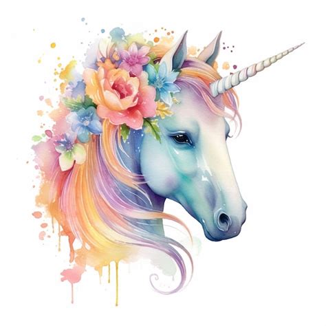 Premium Ai Image There Is A Unicorn With A Flower Crown On Its Head Generative Ai