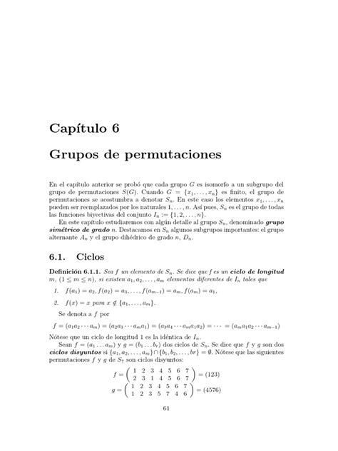Permutaciones Pdf Grupo Matemáticas Permutación