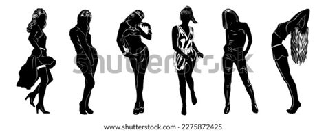 Sexy Girls Silhouettes Set Isolated On Stock Vector Royalty Free